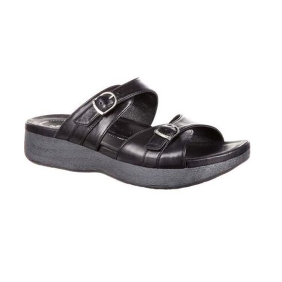 Rocky | Shoes | Rocky 4eursole Golden Day Womens Black Leather Slide ...